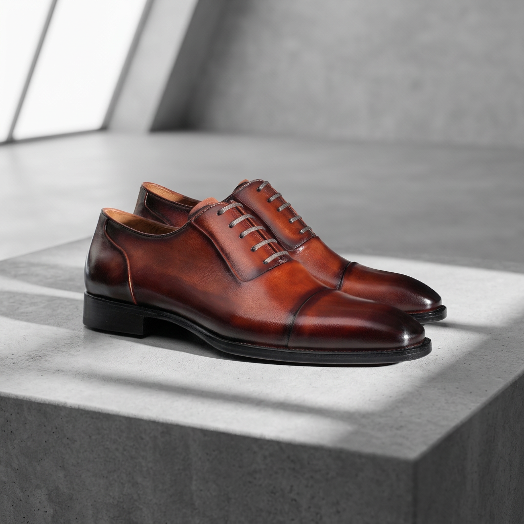 GIFENNSE | #1 Quality Hand-Dyed Men's Leather Sole Dress Shoes
